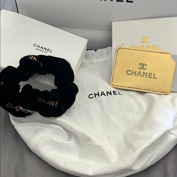 CHANEL | Accessories | Chanel Black Hair Accessory And Gold Card Holder ...